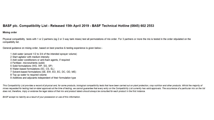 Product Compatibility List